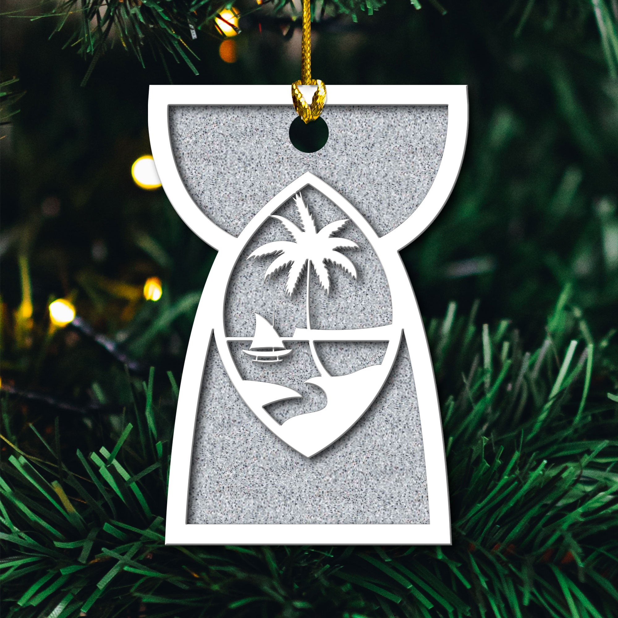 Latte Stone Guam Seal 2-Layer Glitter Wood Ornament – Island Life