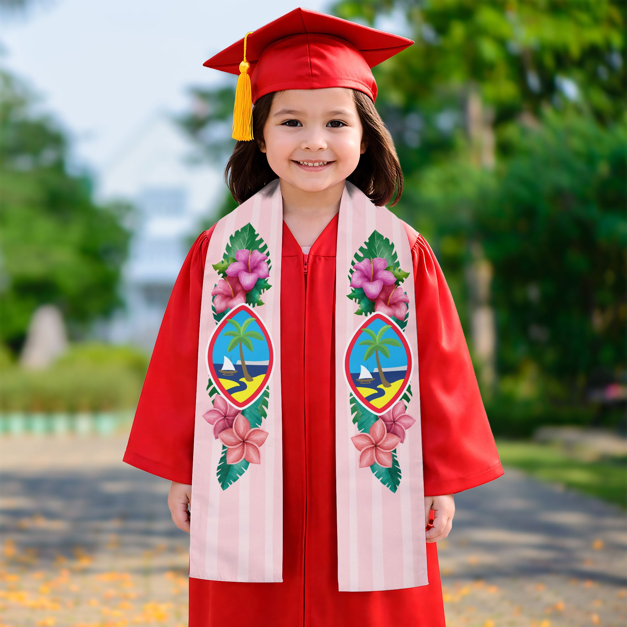 Kids Guam Seal Pink Flowers Graduation Stole Sash – Island Life